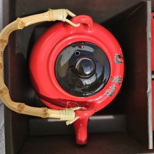 Kitchen | Tea Pot W4 Cups Chinese Art Calligraphy Red Porcelain Set ...